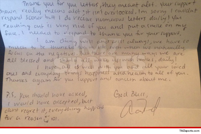 Aaron Hernandez -- 'I'm Doing Well In Prison' ... Bombarded With Fan ...