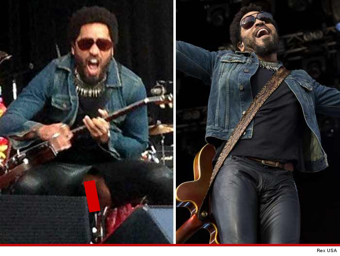 Lenny Kravitz -- Exposes Junk ... After Leather Pants Rip Open ...