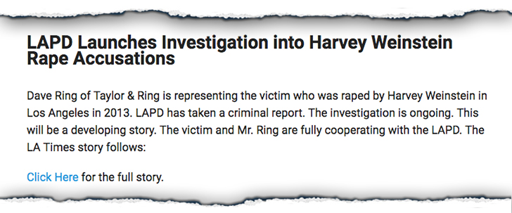 Harvey Weinstein, Rape Accuser's Lawyer Touts New Client on Website ...