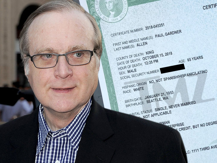 Paul Allen Death Certificate Lists Septic Shock and Lymphoma as Cause ...