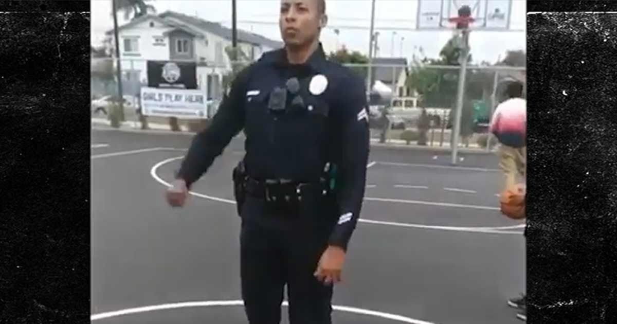 LAPD Cop Hits Awesome Trick Basketball Shot, Kids Go Crazy! | TMZ.com
